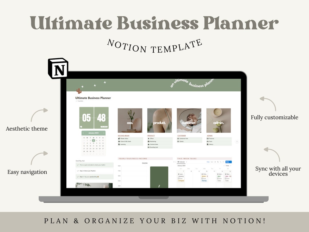 Notion Business Planner | Notion Freelance Business | Notion Project Management | Client ...