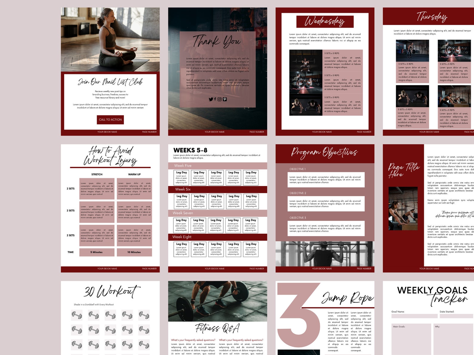 Fitness Program Template Canva | Fitness Ebook Template | Personal ...