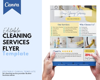Cleaning Service Flyer, DIY Sheet, Cleaning Service Poster, Housekeeping Flyer, Editable ...