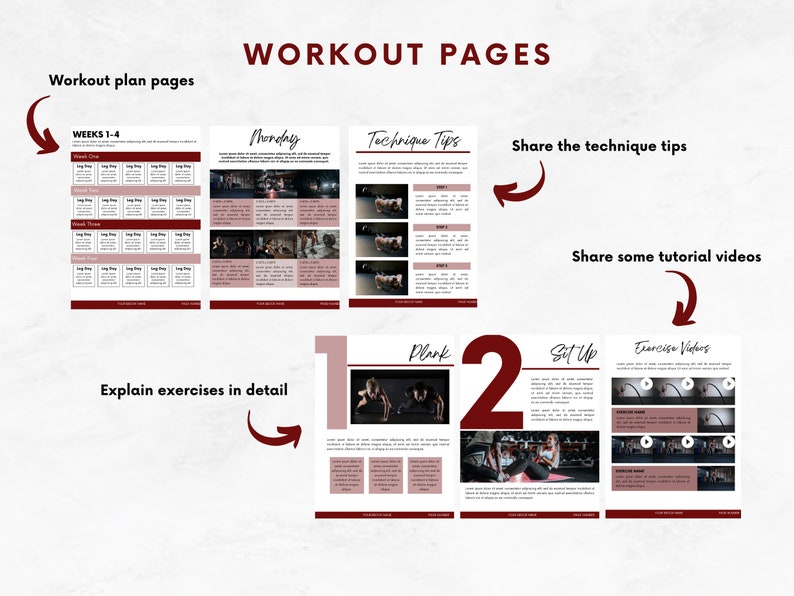 Fitness Program Template Canva | Fitness Ebook Template | Personal ...
