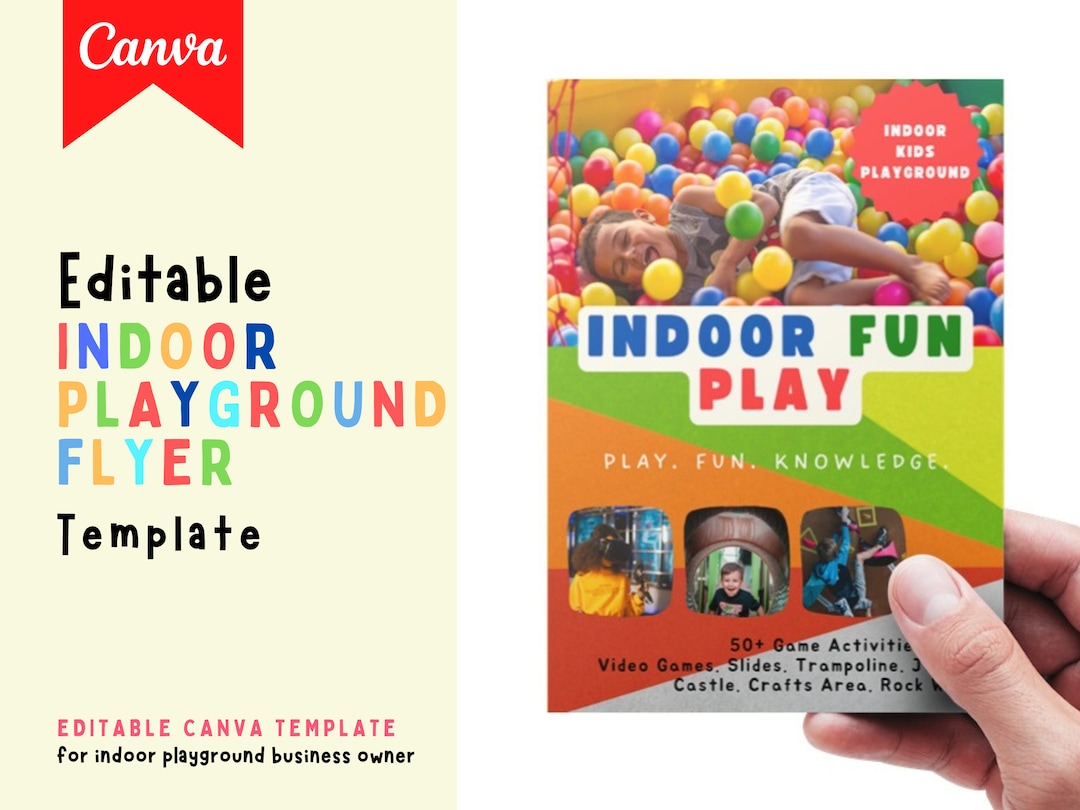 Kids Indoor Playground Flyer Canva Template | Kids Indoor Play Gym ...