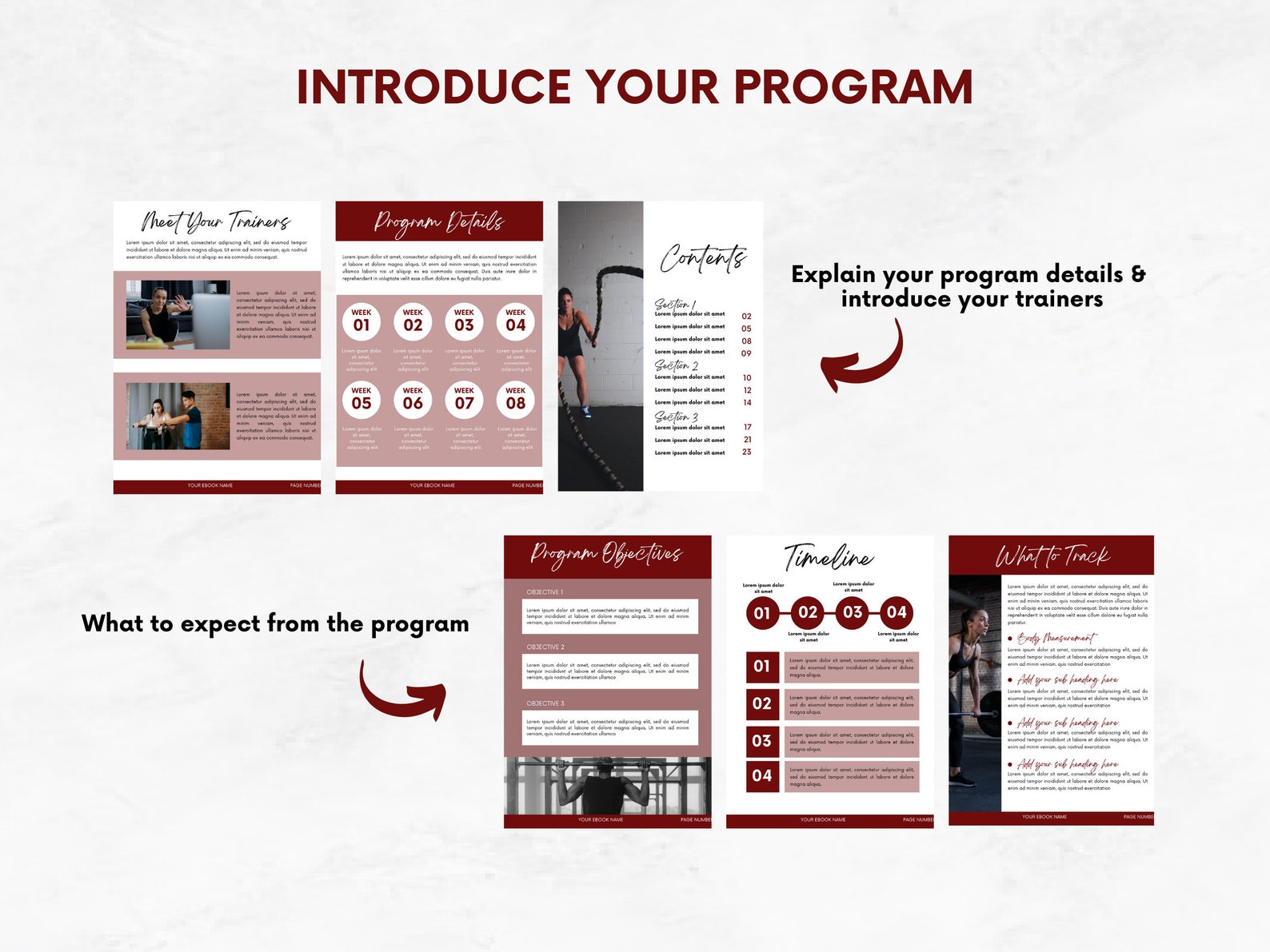 Fitness Program Template Canva | Fitness Ebook Template | Personal ...