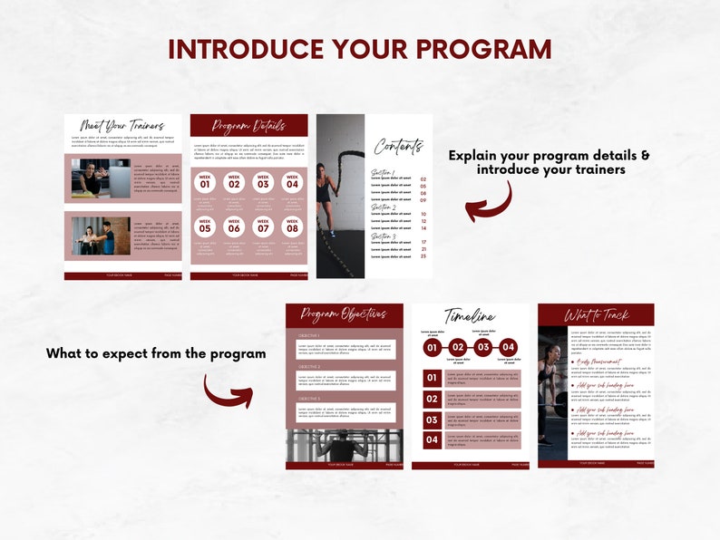 Fitness Program Template Canva | Fitness Ebook Template | Personal ...