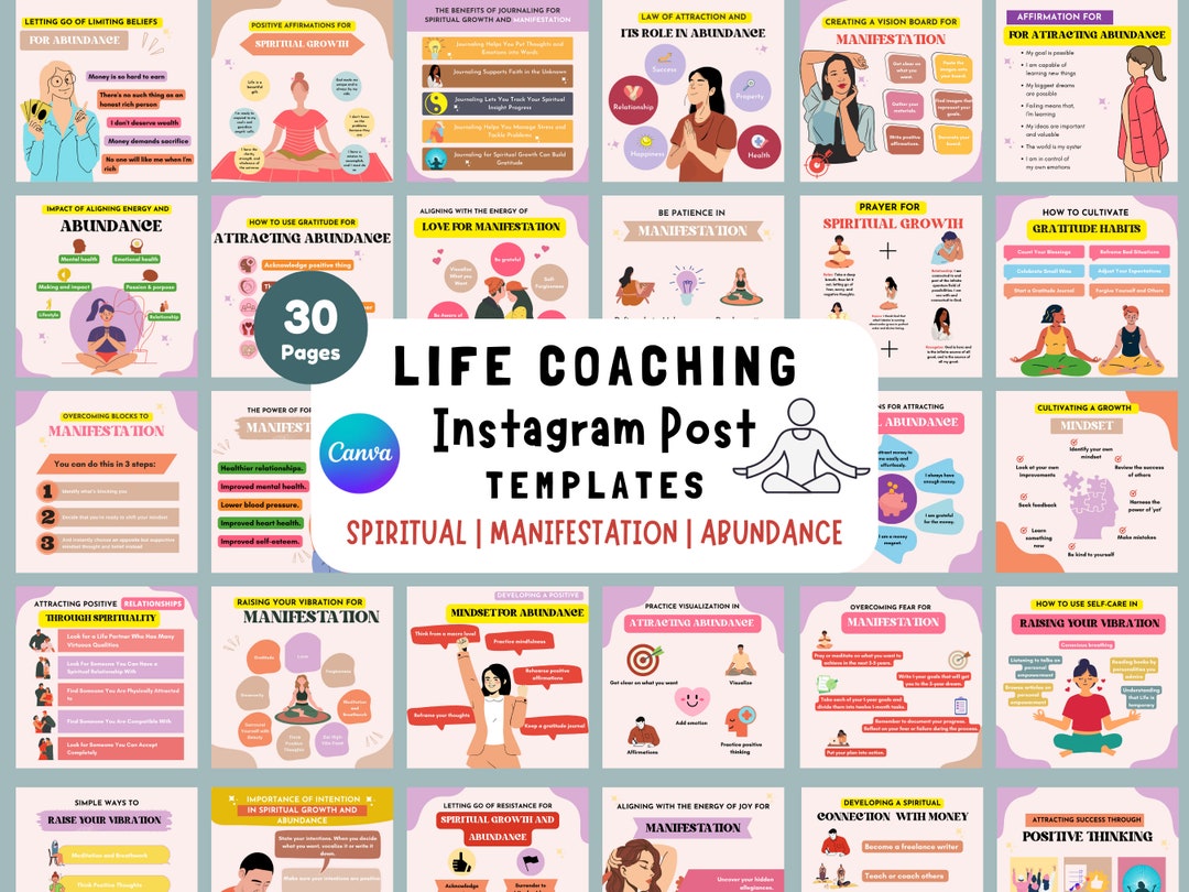 30 Life Coach Infographics Instagram Templates Law of - Etsy