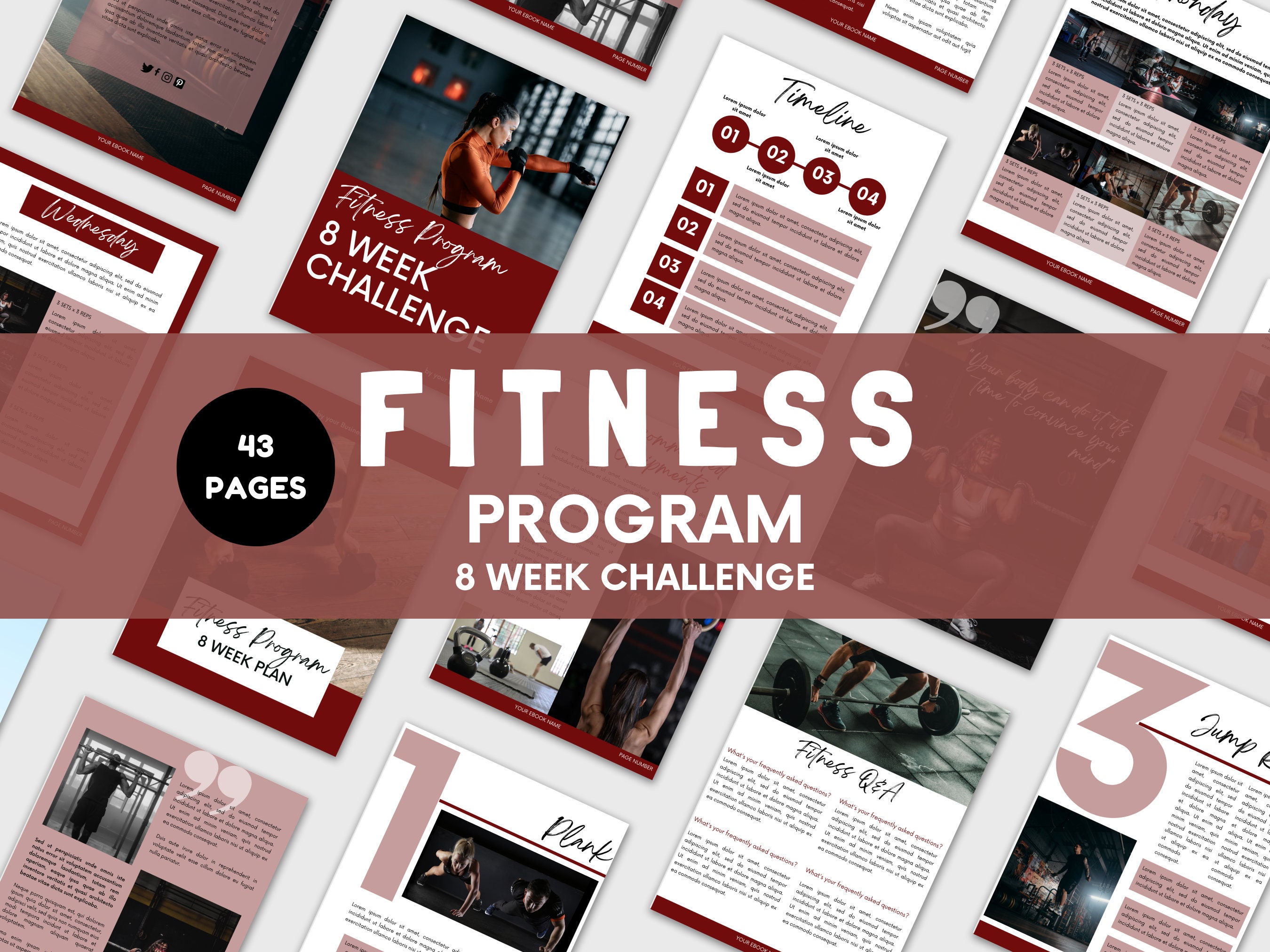 Fitness Program Template Canva | Fitness Ebook Template | Personal ...