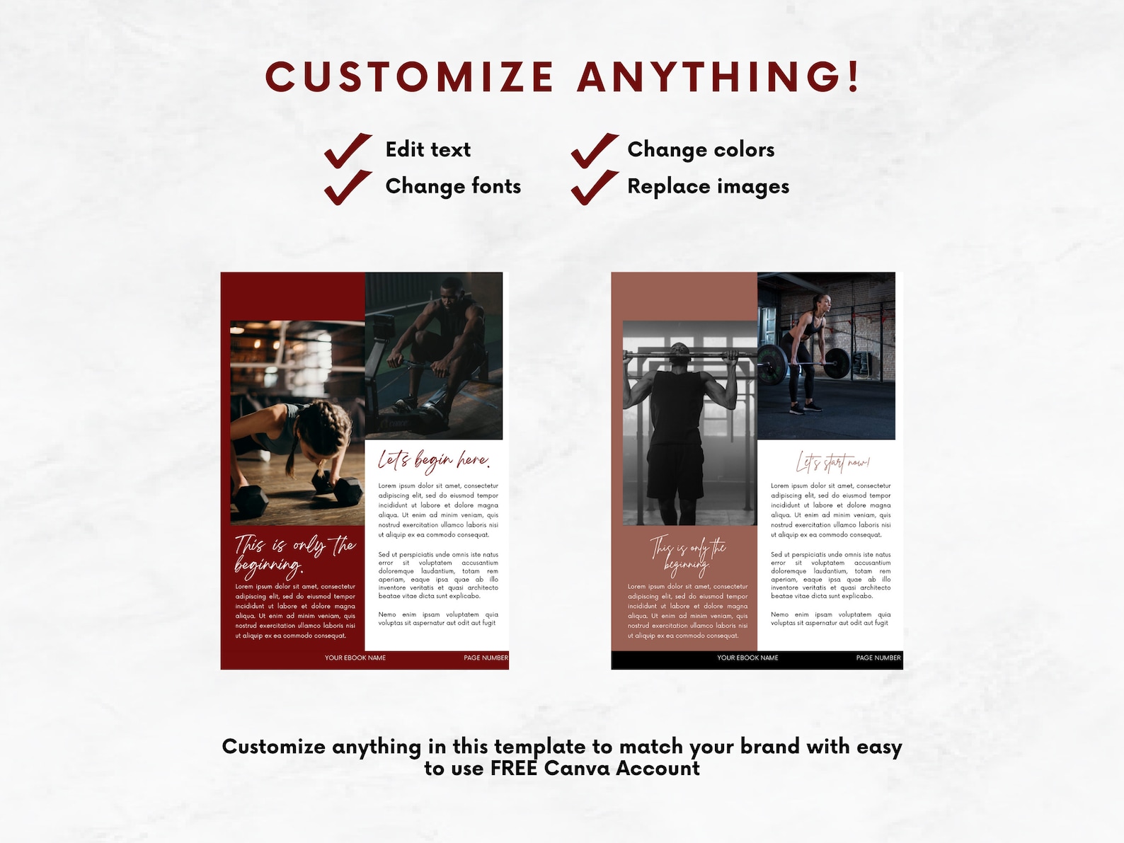 Fitness Program Template Canva | Fitness Ebook Template | Personal ...