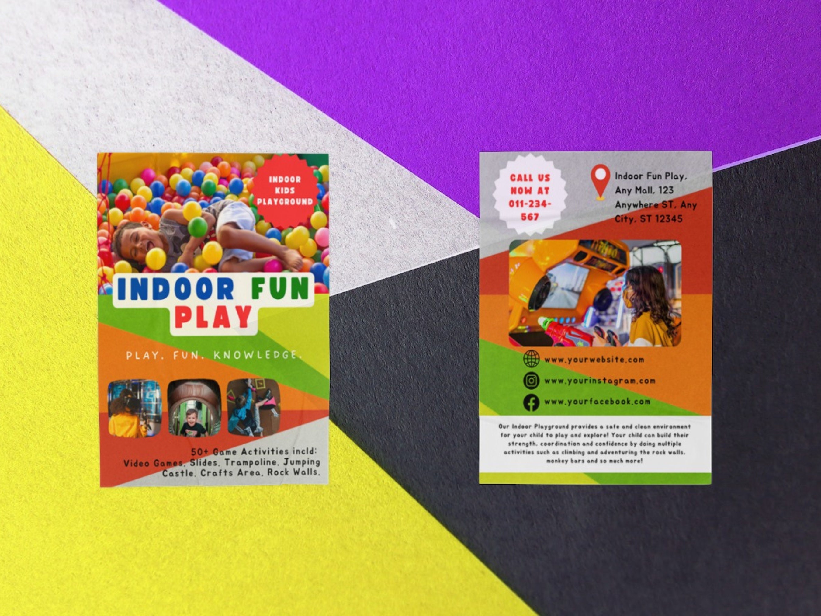 Kids Indoor Playground Flyer Canva Template | Kids Indoor Play Gym ...