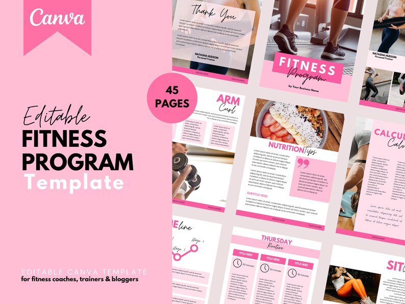 Fitness Program Template Canva Fitness Ebook Template - Etsy