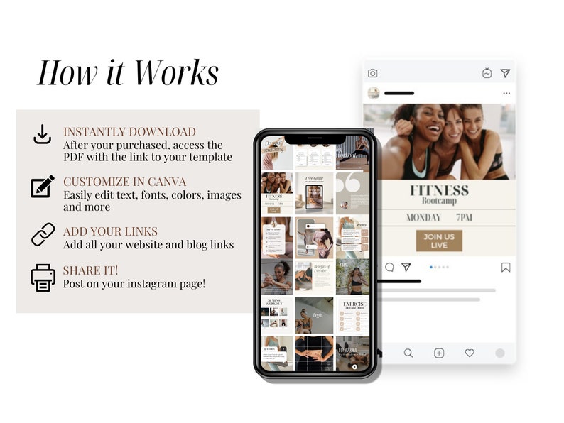 Fitness Instagram Templates Healthy Lifestyle Canva Templates Nutrition ...