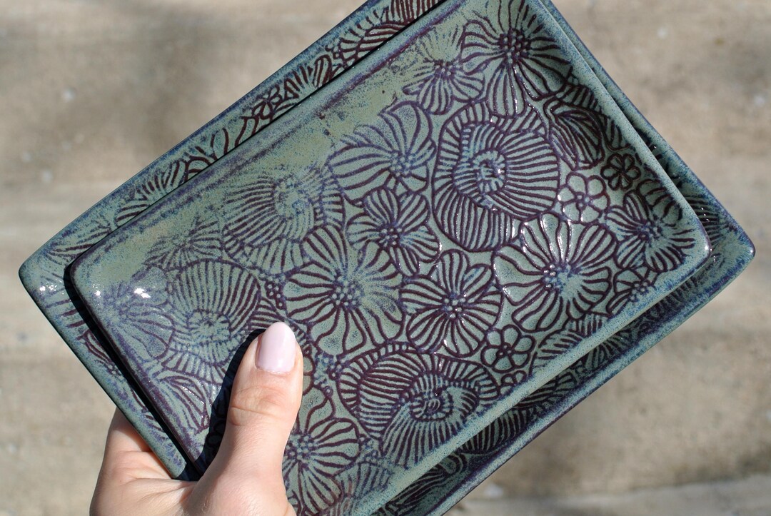 Set of 2 Nested Ceramic Catch All Trays, Unique Handmade Pottery ...