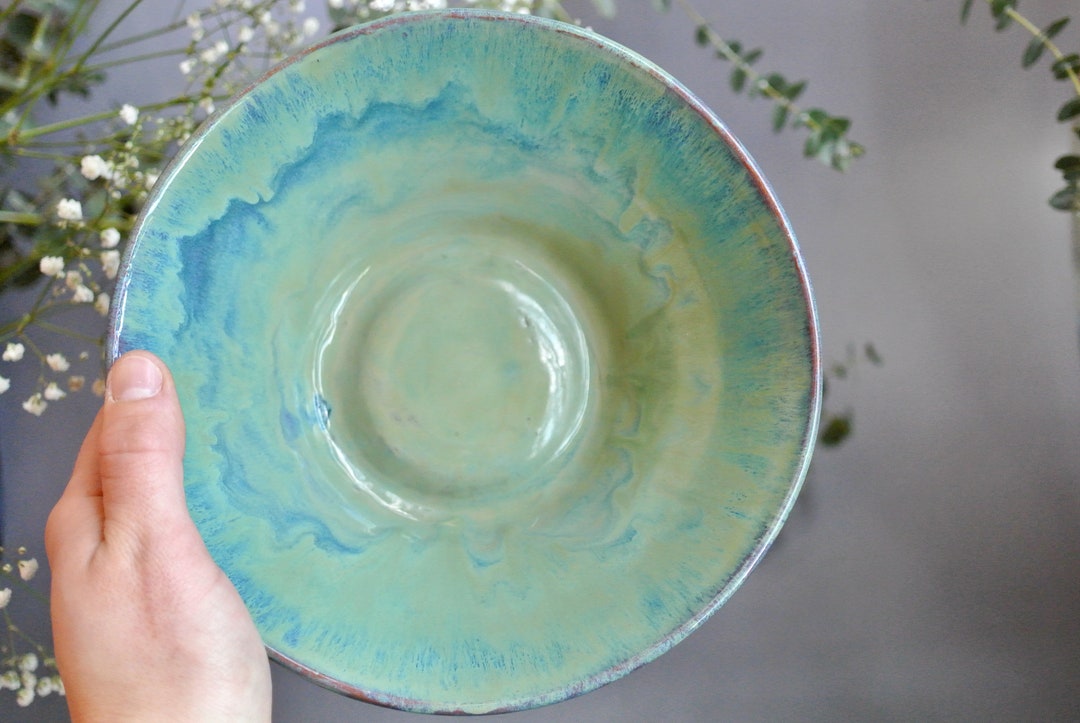 Waterfall Ceramic Bowl, Unique Handmade Pottery Fruit Bowl or Serving ...