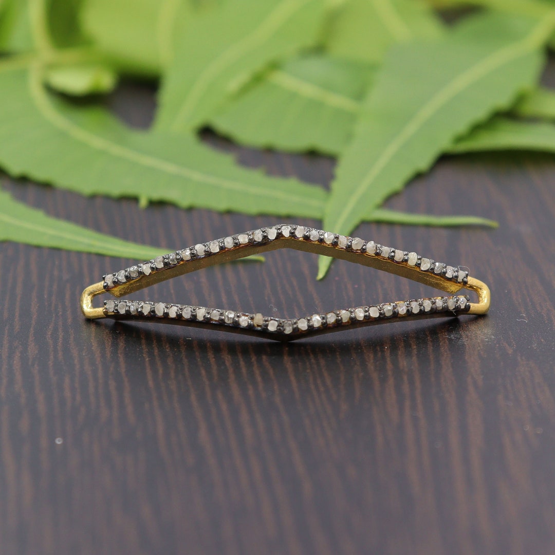 Pave Diamond Connector Link: Handmade 925 Sterling Silver (40mm X 12mm ...