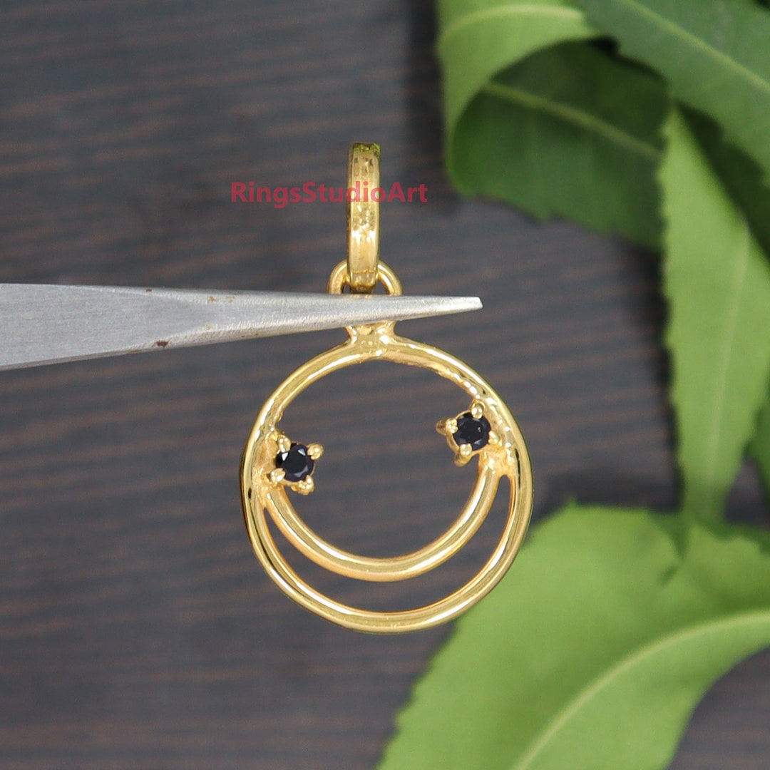 Black Spinal Sterling Silver Smiley Face Pendant, Handmade - Etsy