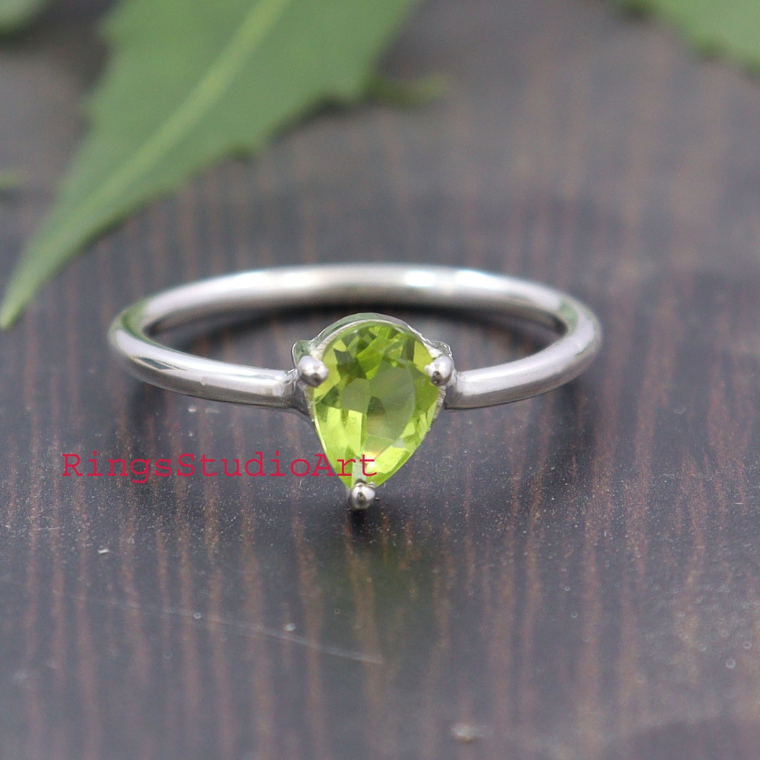 Peridot Ring / Pear Shape Peridot Ring / Peridot Ring Jewelry/ 925 ...