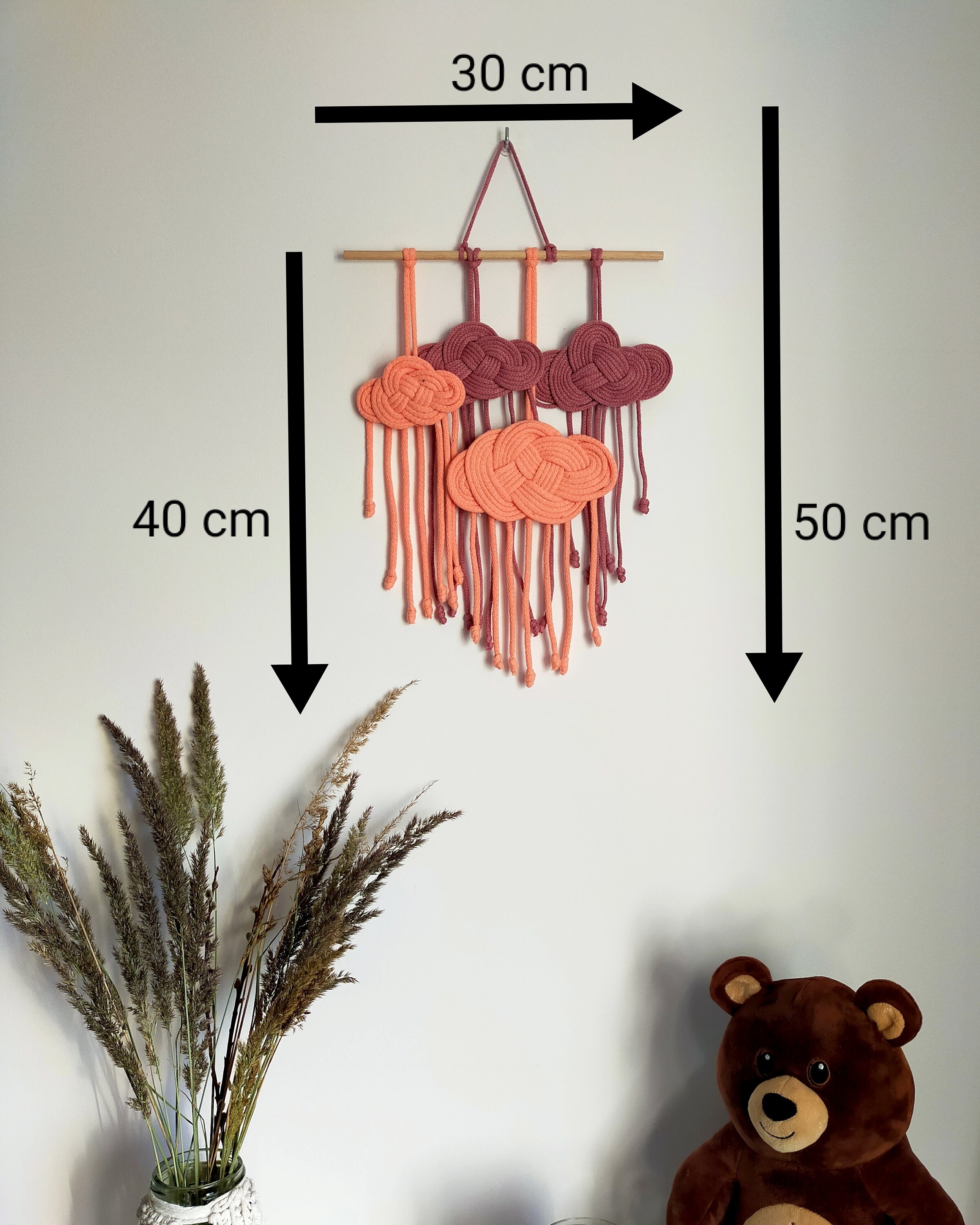 Girl Nursery Decoration, Decor Above Crib for Baby Room, Macrame Clouds Wall Hanging ...
