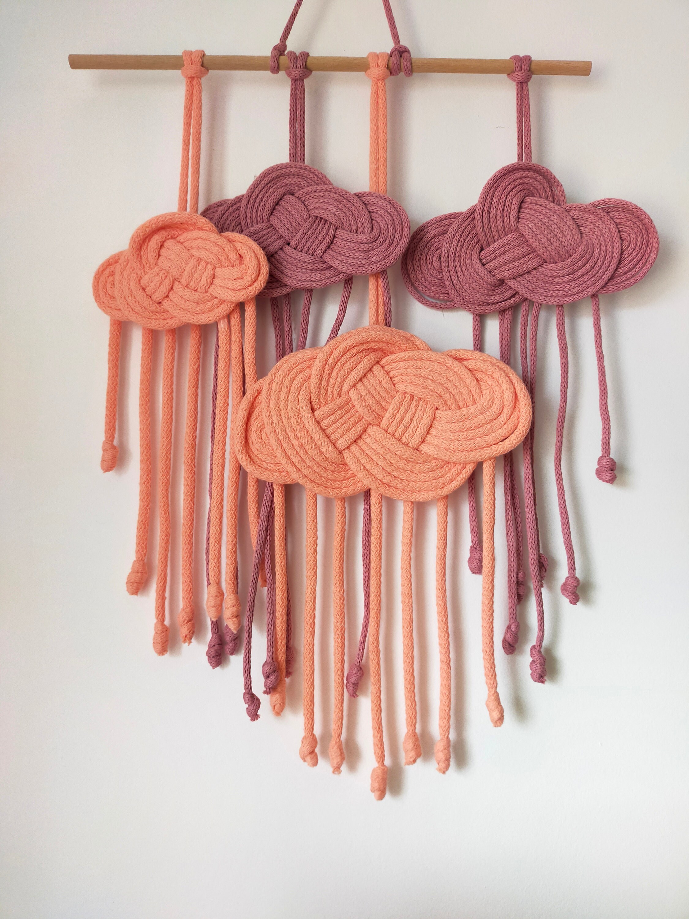 Girl Nursery Decoration, Decor Above Crib for Baby Room, Macrame Clouds ...