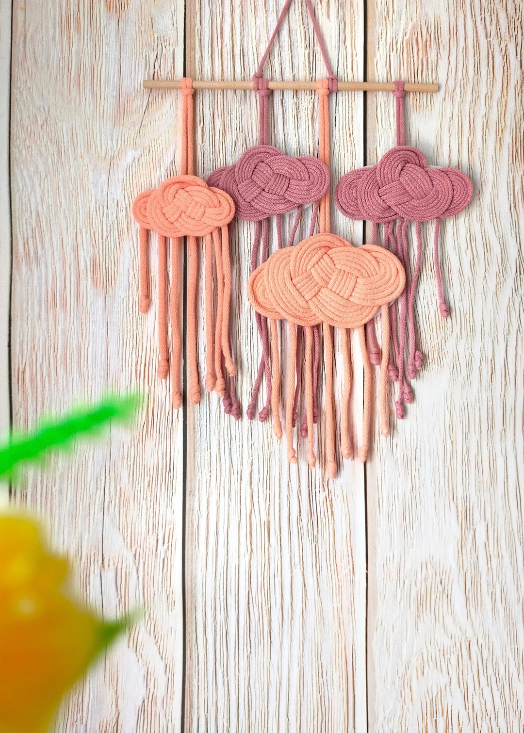 Girl Nursery Decoration, Decor Above Crib for Baby Room, Macrame Clouds ...
