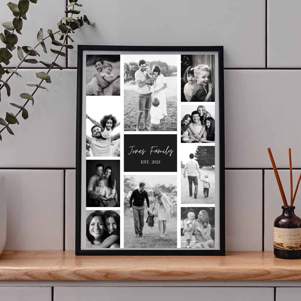 Family Portrait Collage Poster Template Black & White - Etsy