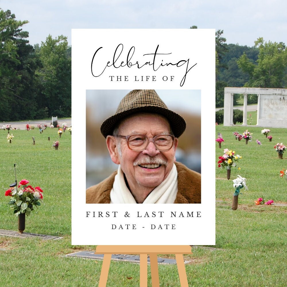 Funeral Welcome Sign, Celebration of Life Poster, Photo Template, 24x36 ...