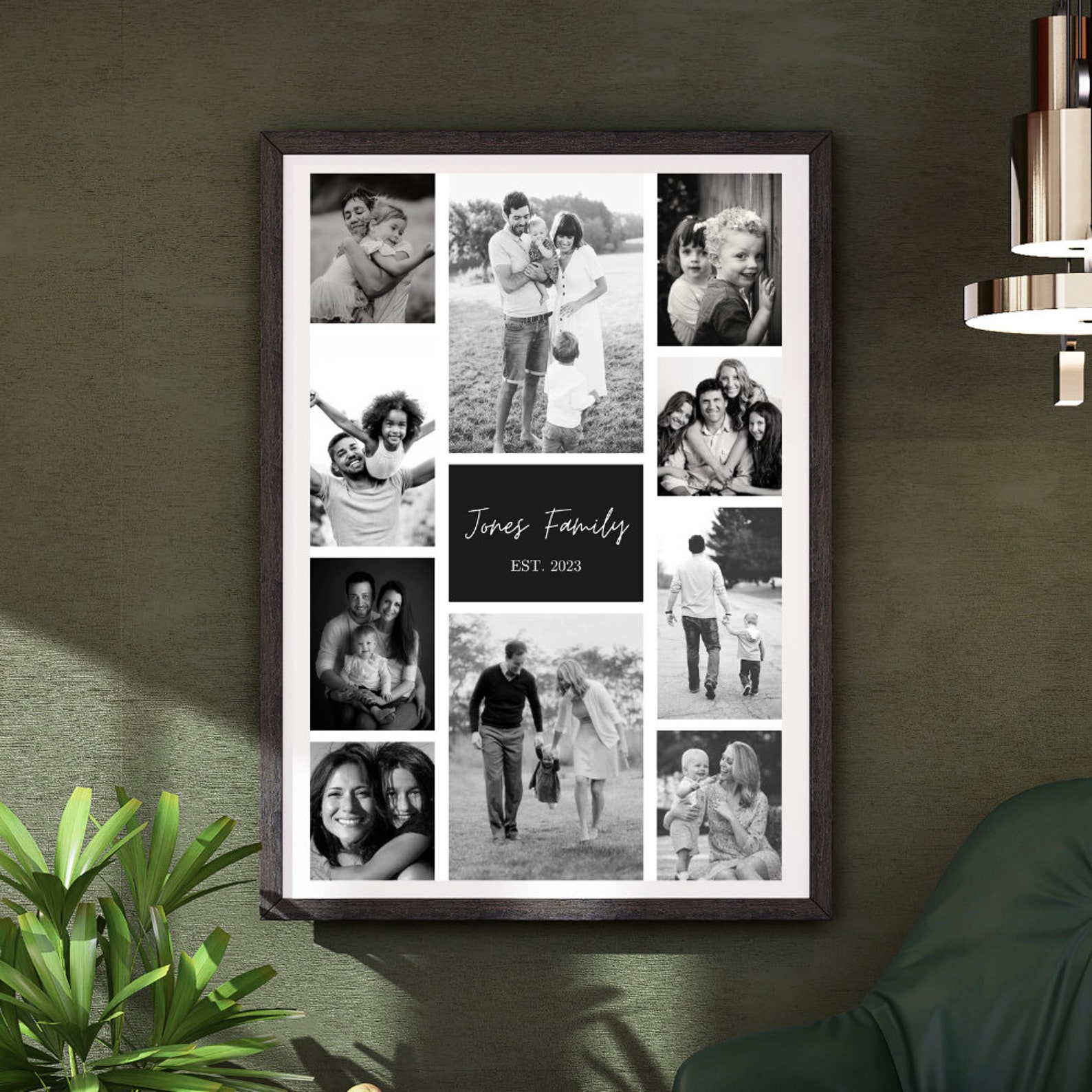 Family Portrait Collage Poster Template - Black & White - 24x36 - Etsy