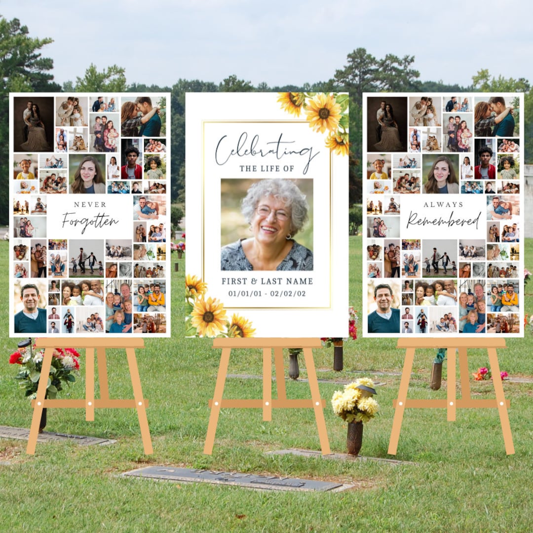 Sunflower Funeral Photo Collage: Celebration of Life Poster (digital ...