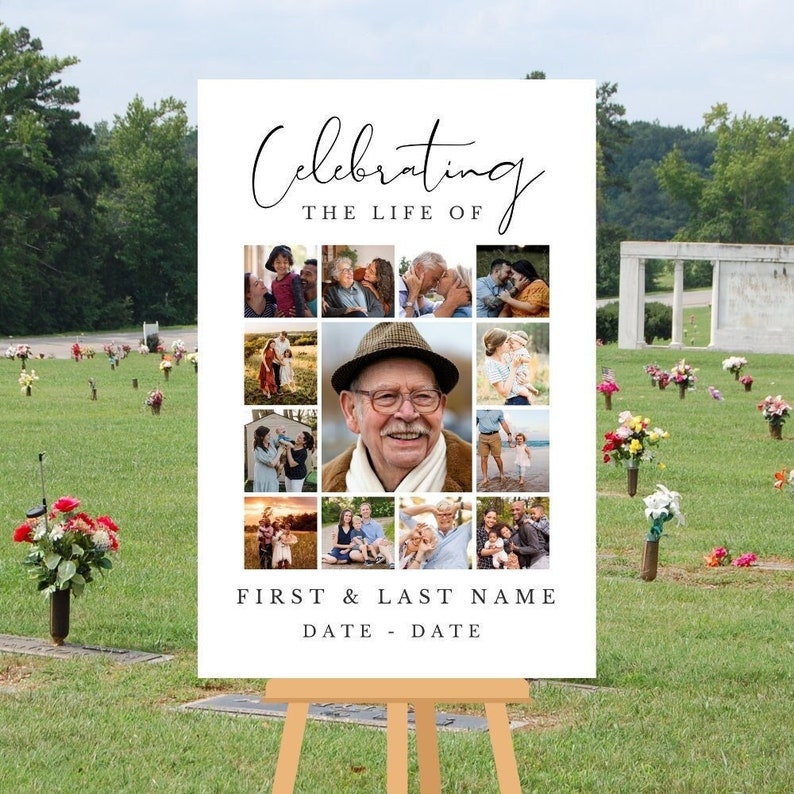 Funeral Welcome Sign: Celebration of Life Photo Collage (PDF Template ...