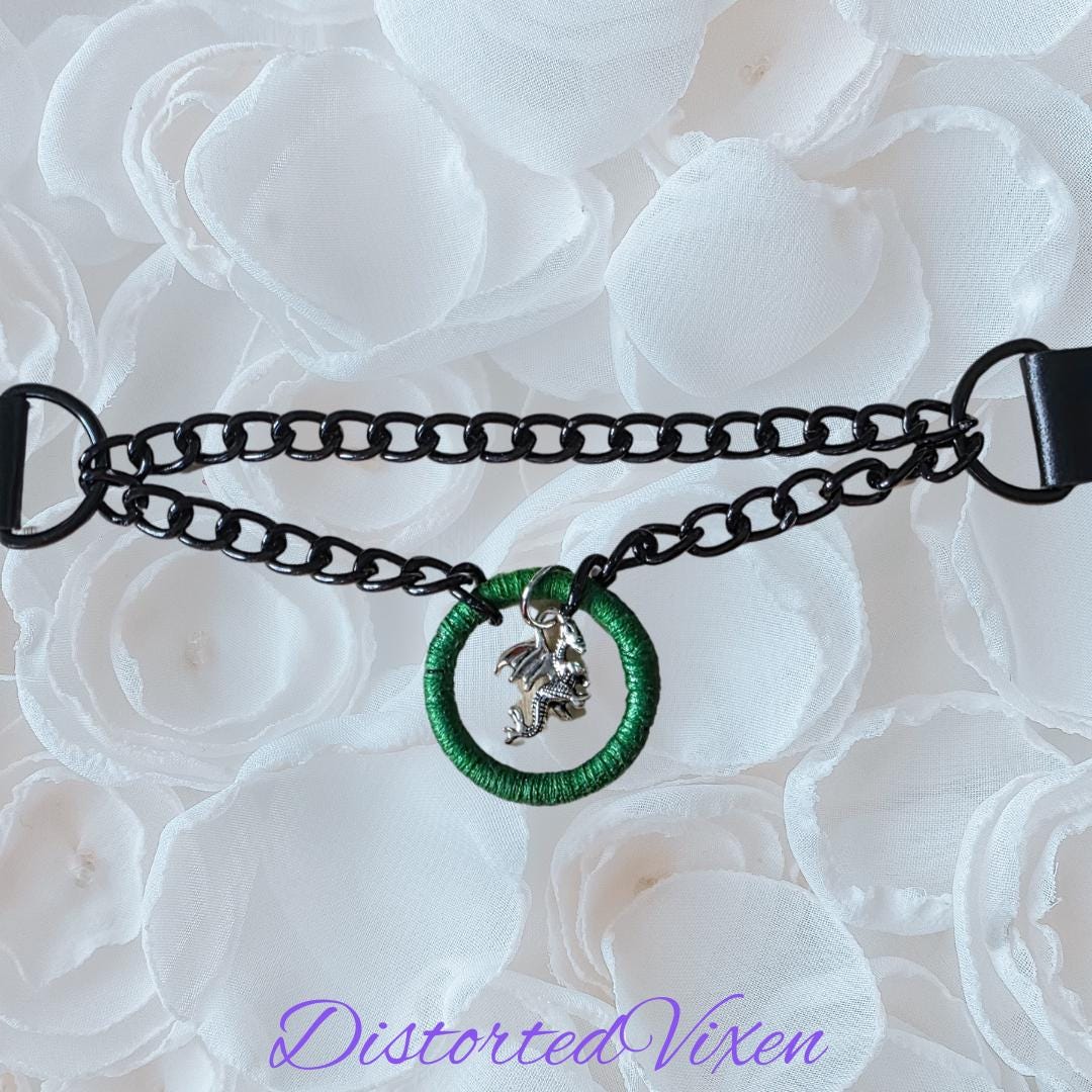 Green Wrapped Dragon Choker – Double Chain Gothic Collar - Etsy