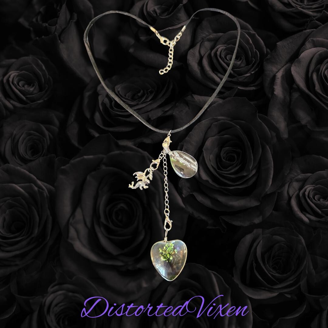 Tree of Life Dragon Necklace – Resin Heart, Teardrop Charm - Etsy