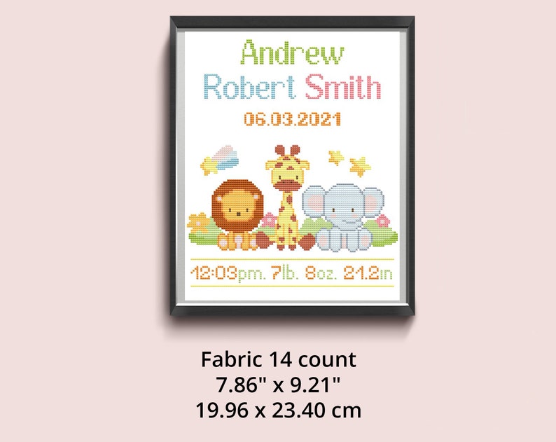 African Safari Animals Boy Girl Birth Announcement Cross - Etsy