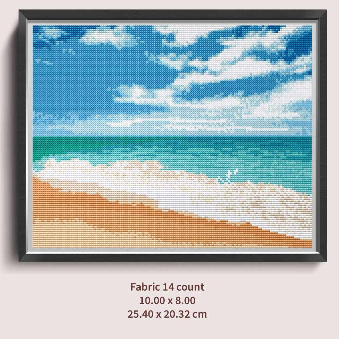 Sea Ocean Beach Cross Stitch Pattern, Easy for Beginner, Full Covered ...