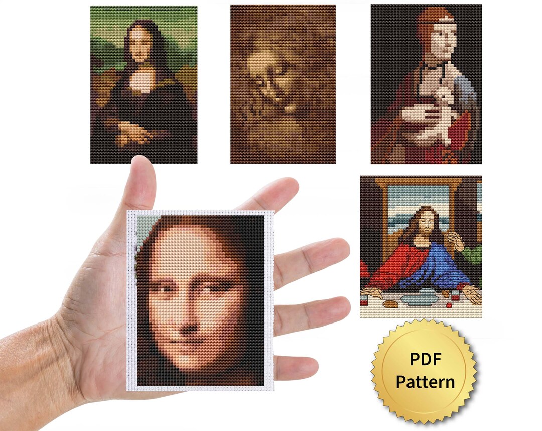 Tiny Leonardo Da Vinci Cross Stitch Pattern, Mona Lisa, the Last Supper ...