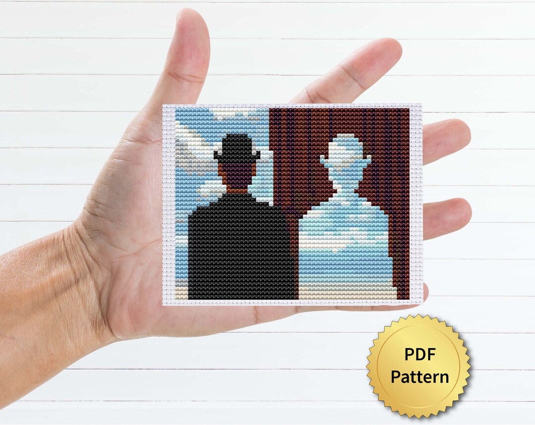 Tiny Rene Magritte Cross Stitch Pattern. Decalcomania, Miniature Art ...