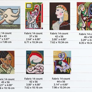 SET 15 in 1 Tiny Arts by Pablo Picasso Cross Stitch Pattern, Easy for ...