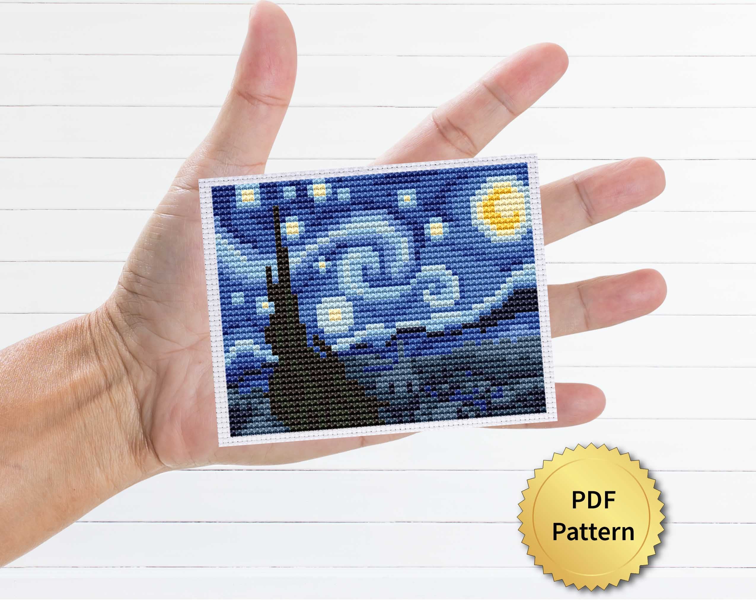 Starry Night by Vincent Van Gogh Cross Stitch Pattern. - Etsy