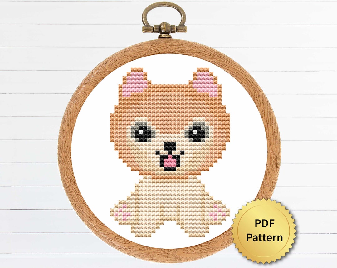 Cute Tiny Pomeranian Puppy Dog Cross Stitch Pattern. Super Easy Small ...
