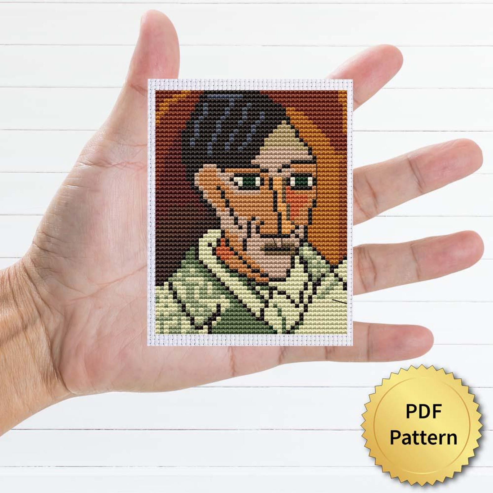 Tiny Self-portrait by Pablo Picasso Cross Stitch Pattern, Easy for ...