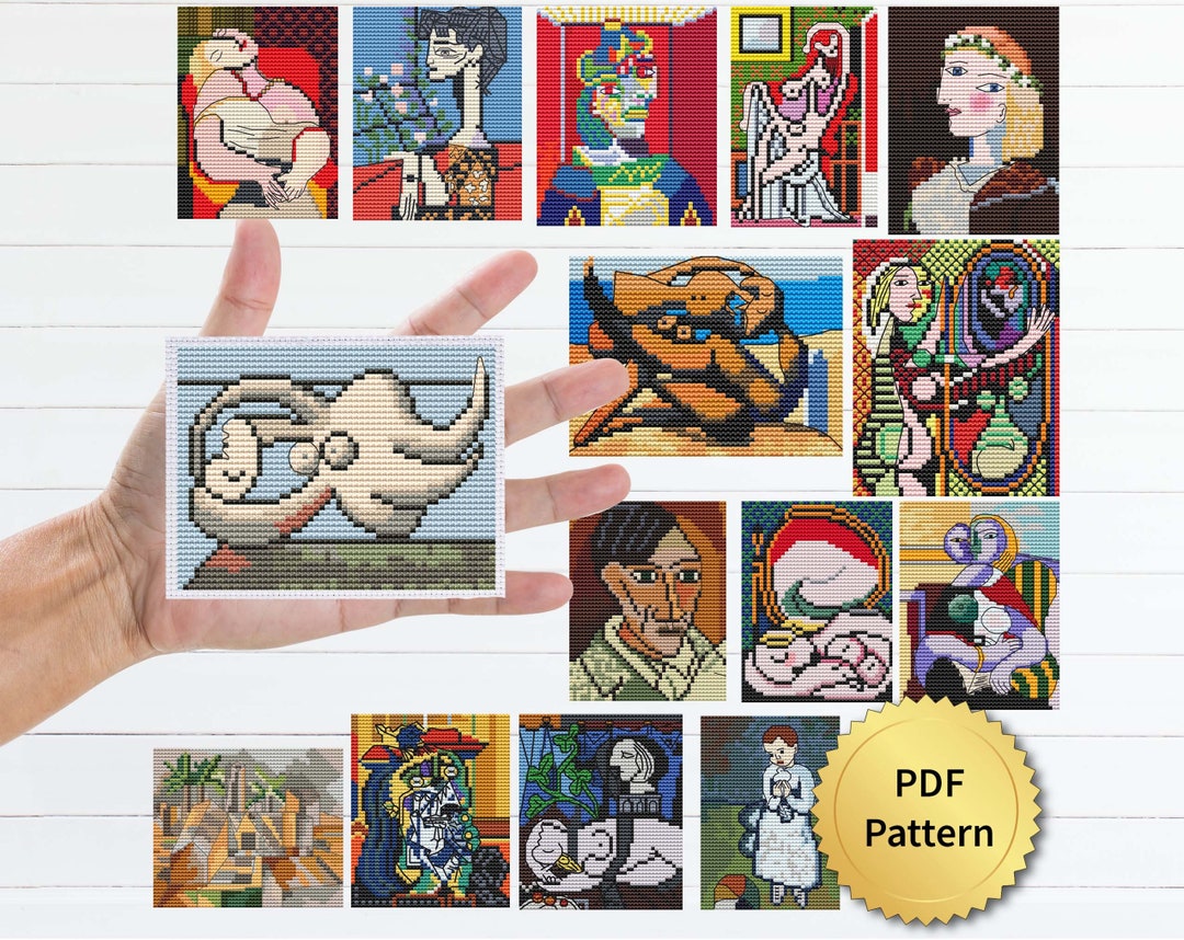 SET 15 in 1 Tiny Arts by Pablo Picasso Cross Stitch Pattern, Easy for ...