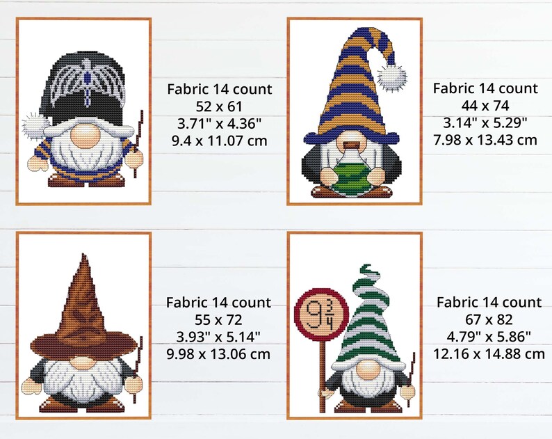 SET of 12 Funny Wizard Gnomes Cross Stitch Pattern Easy Cute - Etsy