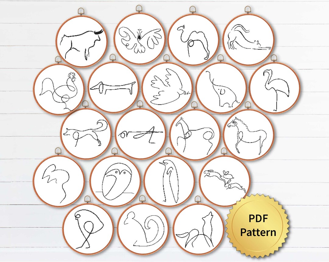 SET of 20 Picasso One Line Drawings Cross Stitch Pattern, Animal ...
