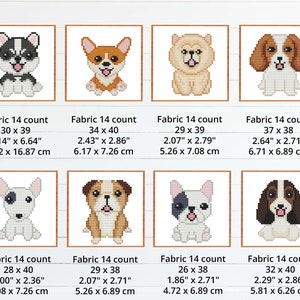 SET of 8 Cute Tiny Puppies Dog Cross Stitch Pattern. Super Easy Small ...