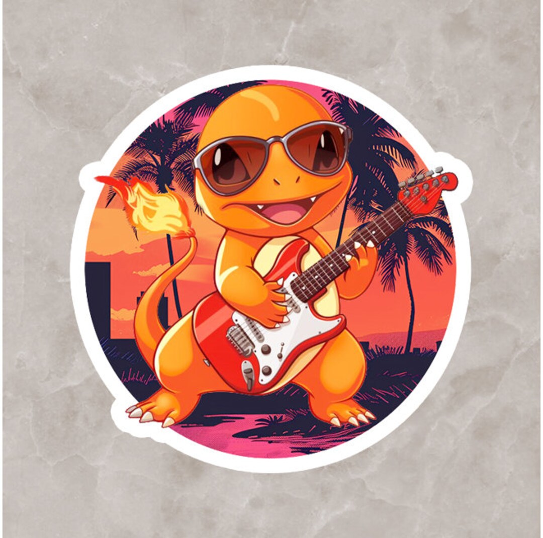 Charmander Sticker - Pokemon Sticker - Charmader Guitar- Waterproof ...