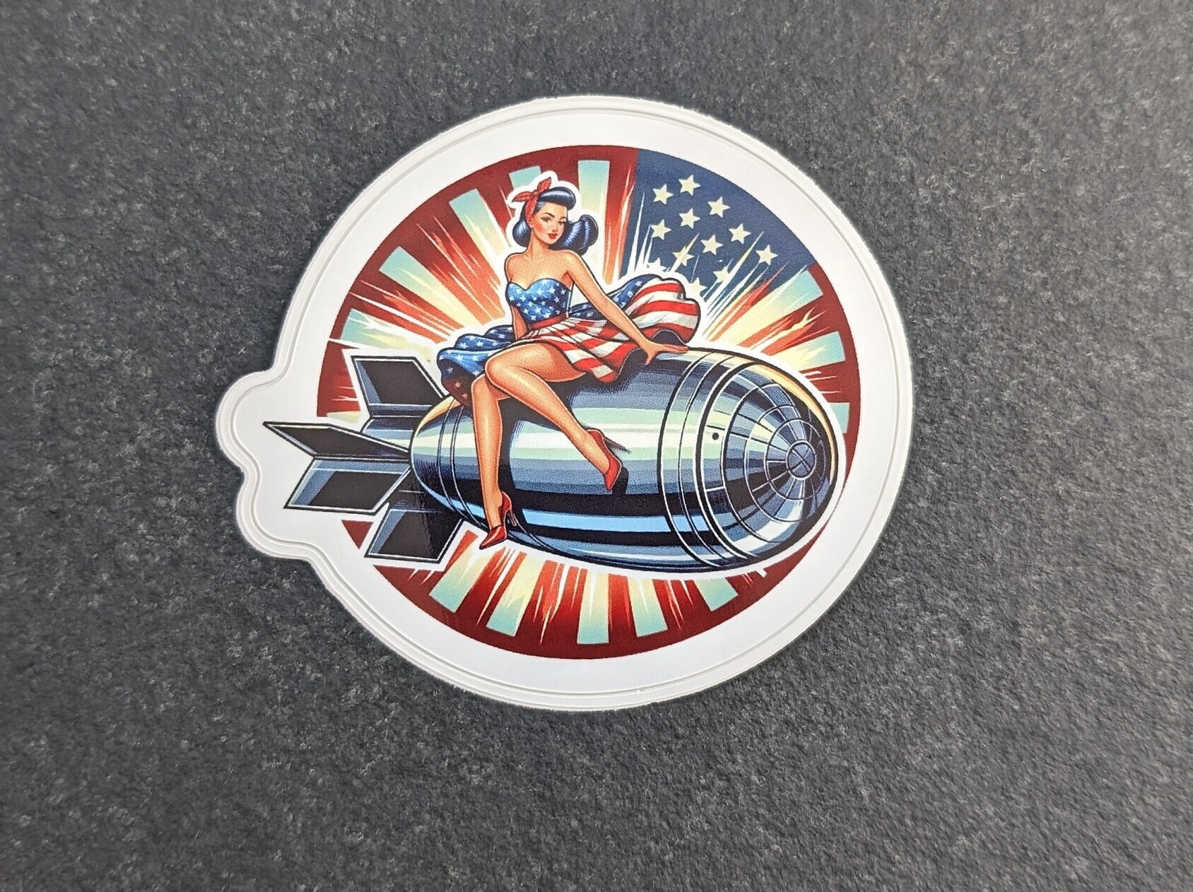 Vintage Pinup Girl Riding Bomb Sticker Retro Bombshell Decal Laptop ...