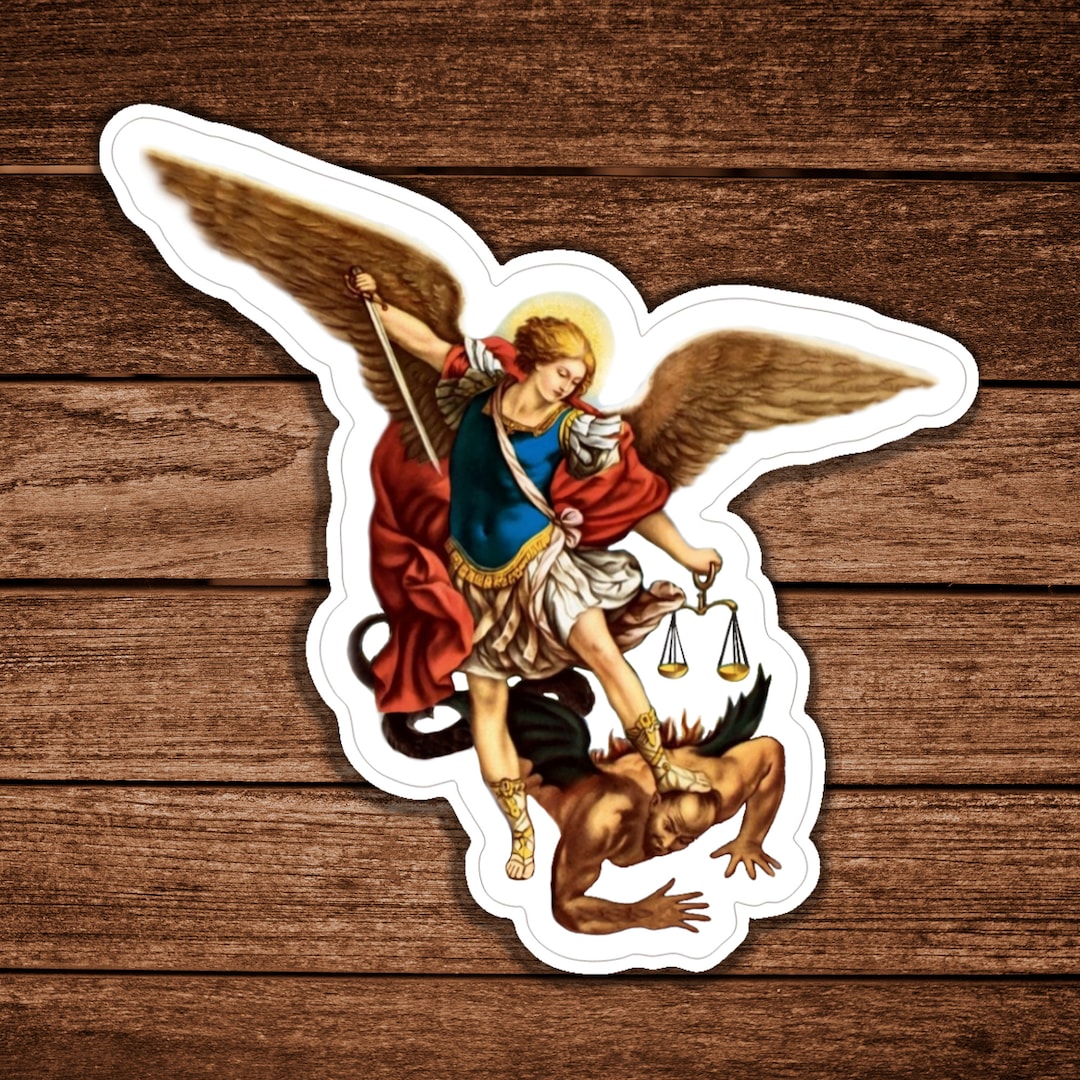 Saint Michael Vs Satan Sticker Archangel Michael Battling Evil Decal ...