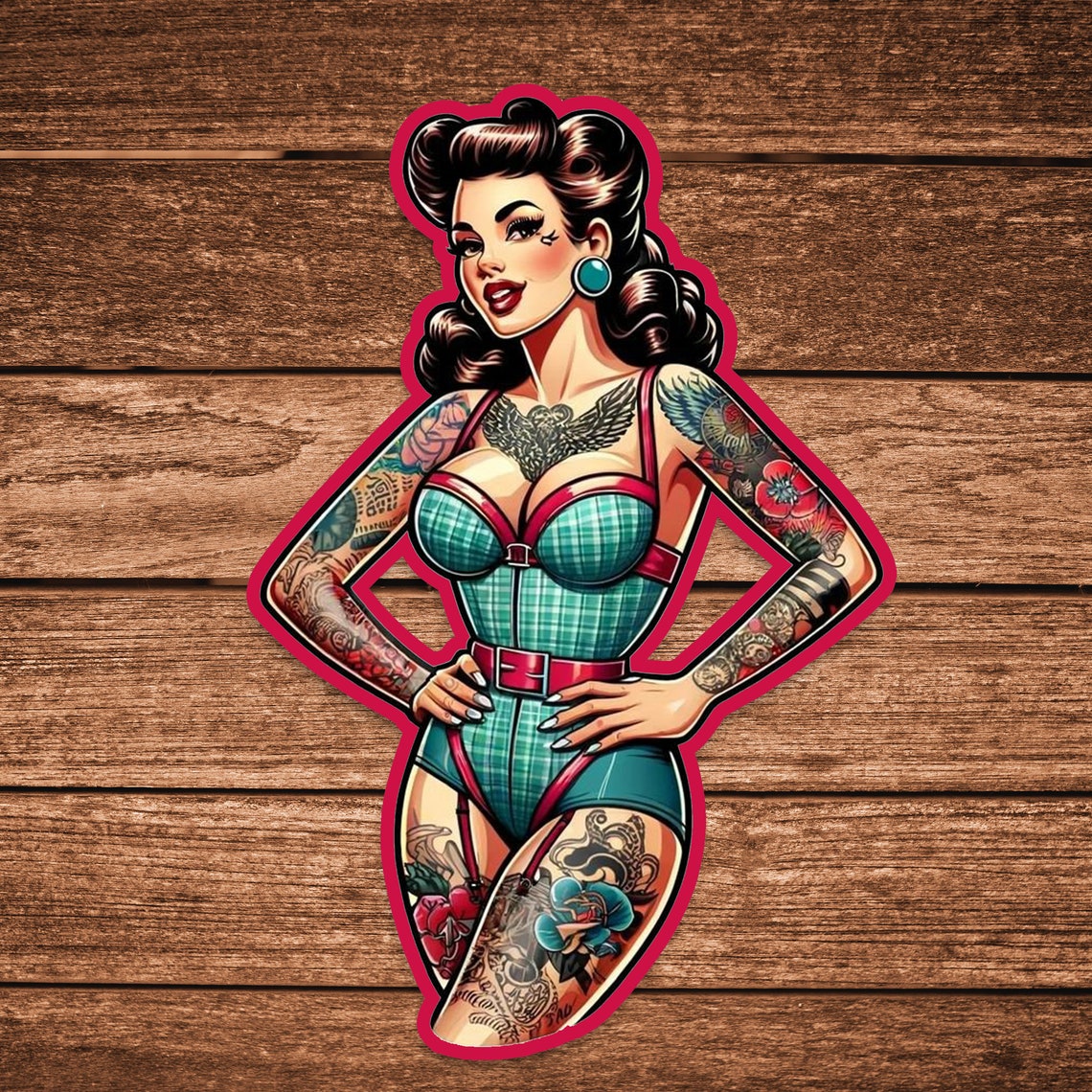 Pinup Girl Sticker Hot Woman Tattoos Decal Vintage Sticker Pin-up - Etsy