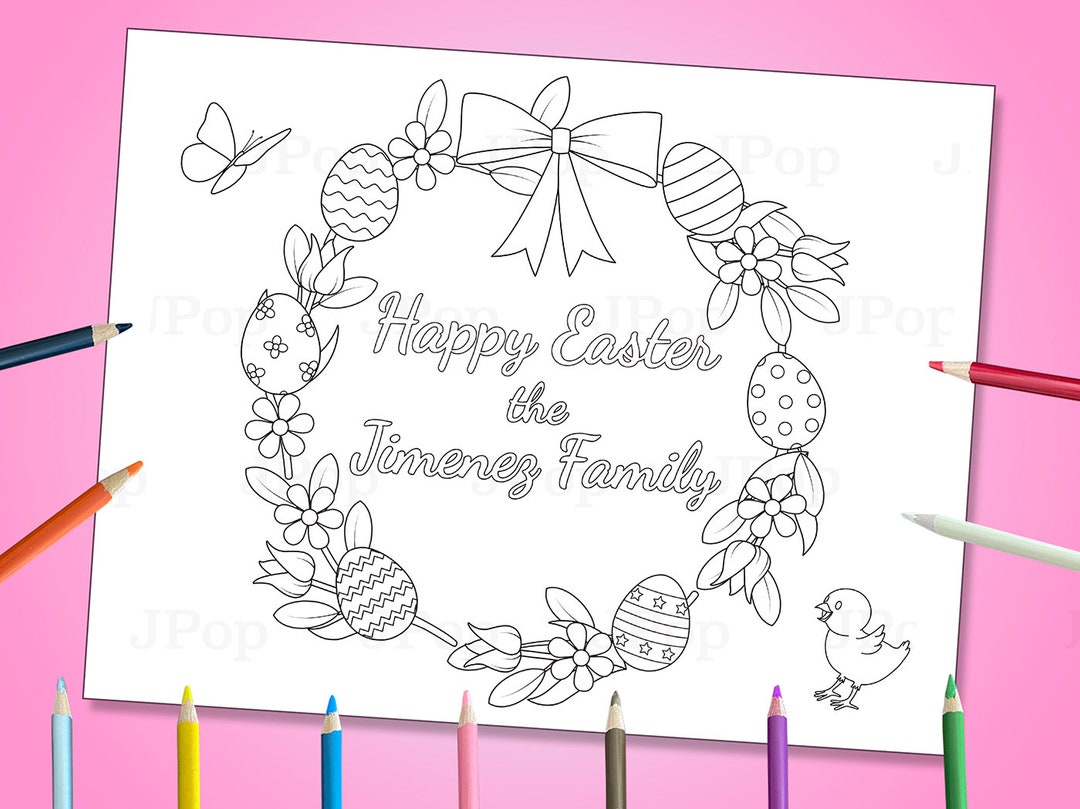 Printable Personalized Coloring Page - Easter Coloring Page - Happy ...