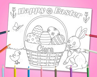 Personalized Easter Printable Coloring Page - Etsy