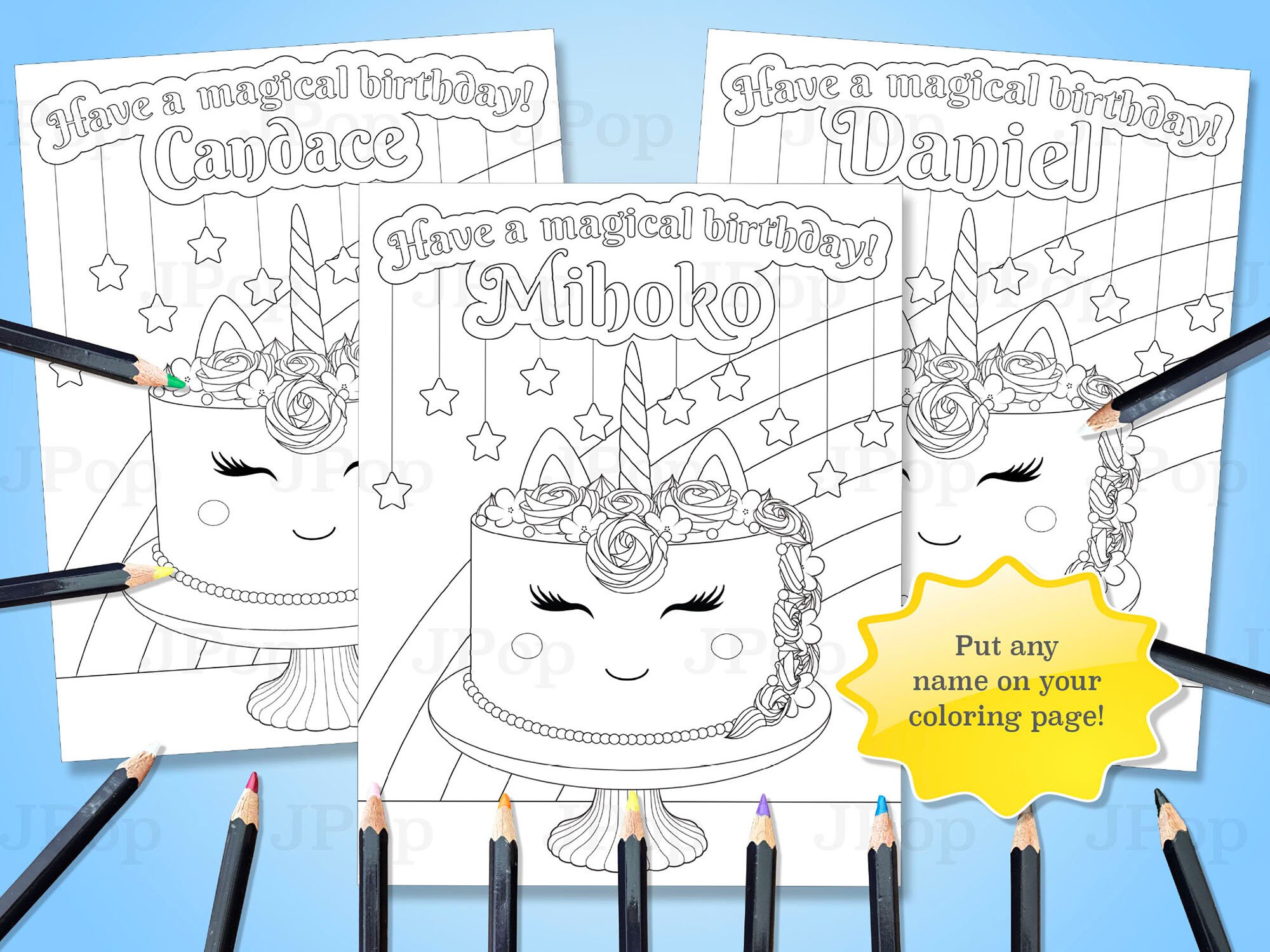 Printable Personalized Coloring Pages - Unicorn Cake Coloring Pages ...