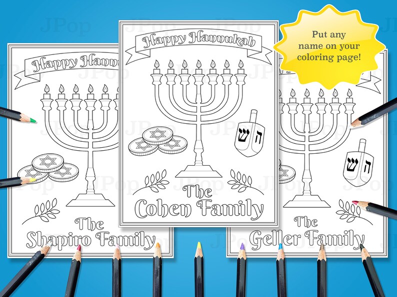 Printable Personalized Coloring Pages - Hanukkah Coloring Page ...