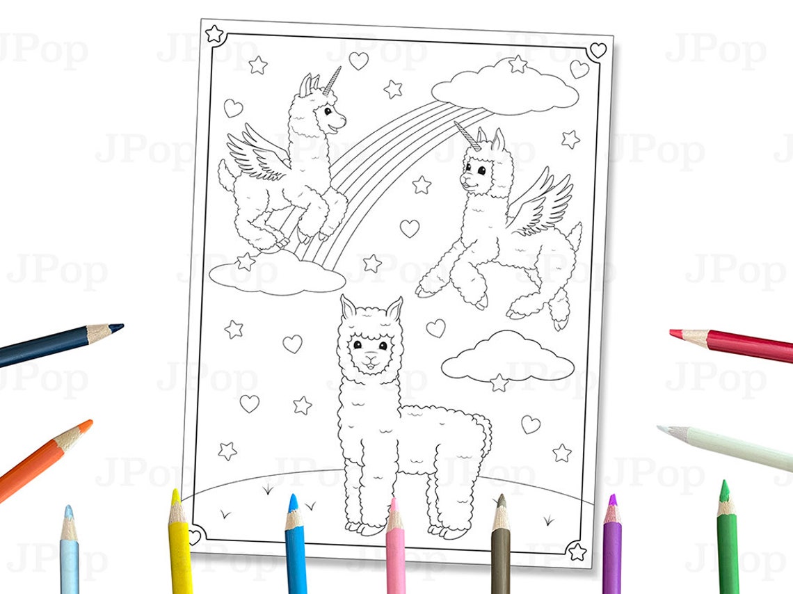 Printable Kawaii Alpacas Coloring Pages - Kawaii Alpacas - Printable ...