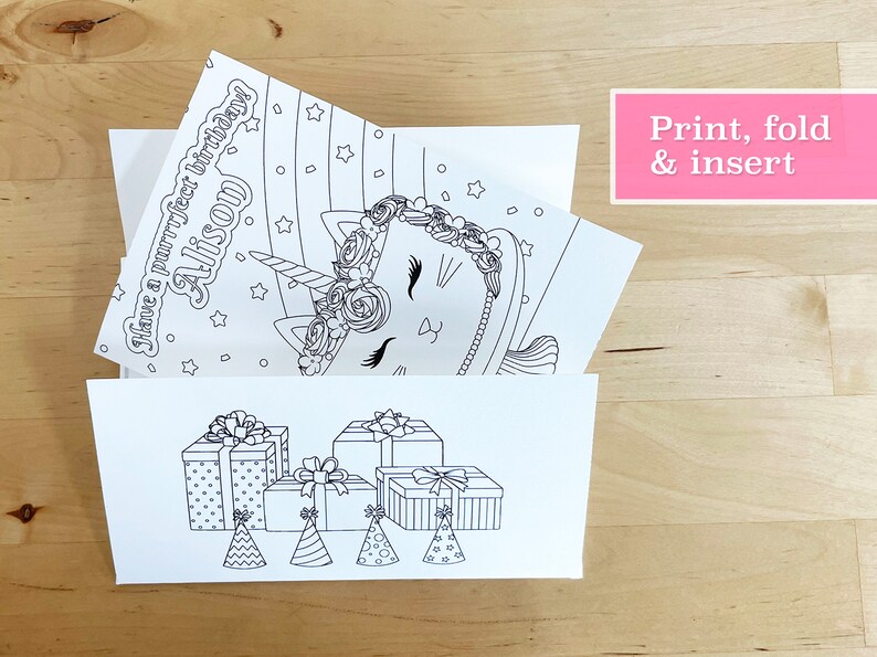 Printable Birthday Card - Unicorn Coloring Page - Unicorns - Print and ...